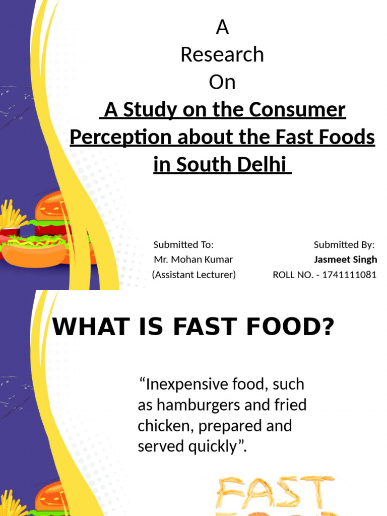Consumer Perception of Fast Food in Delhi | PDF | Fast Food | Foods