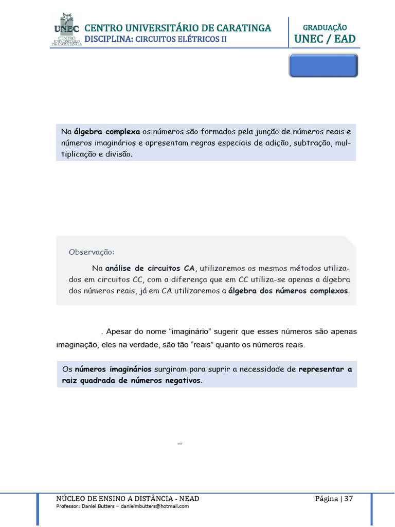 Álgebra Complexa em Circuitos CA | PDF | Número complexo | Trigonometria