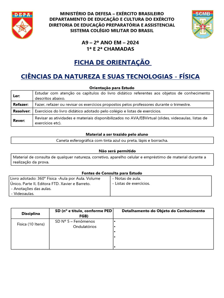 2º Ano FOA Física A9 2024 - EbVirtual | PDF