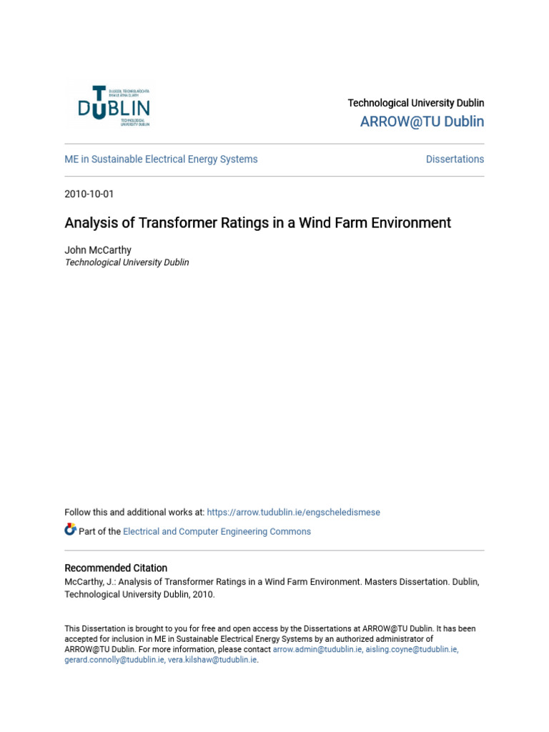 Analysis of Transf Ratings in A Wind Farm Environment | PDF | Wind ...