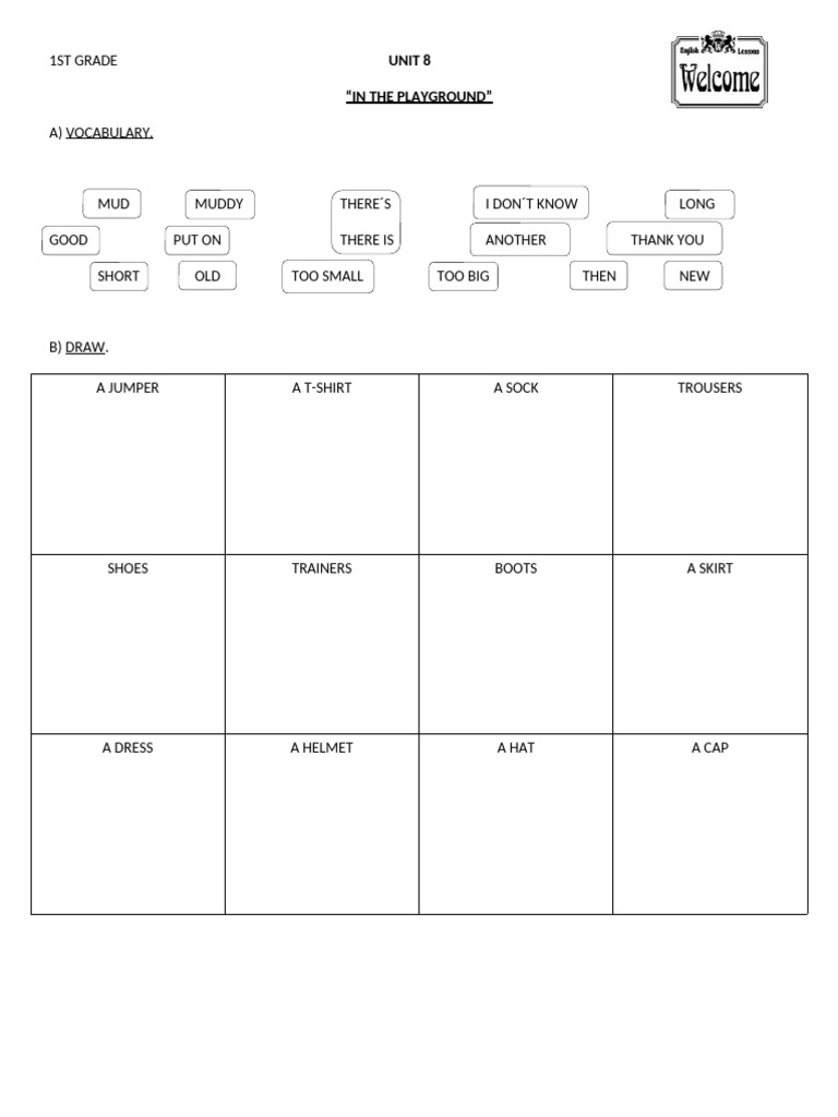 1st Grade Playground Vocabulary | PDF
