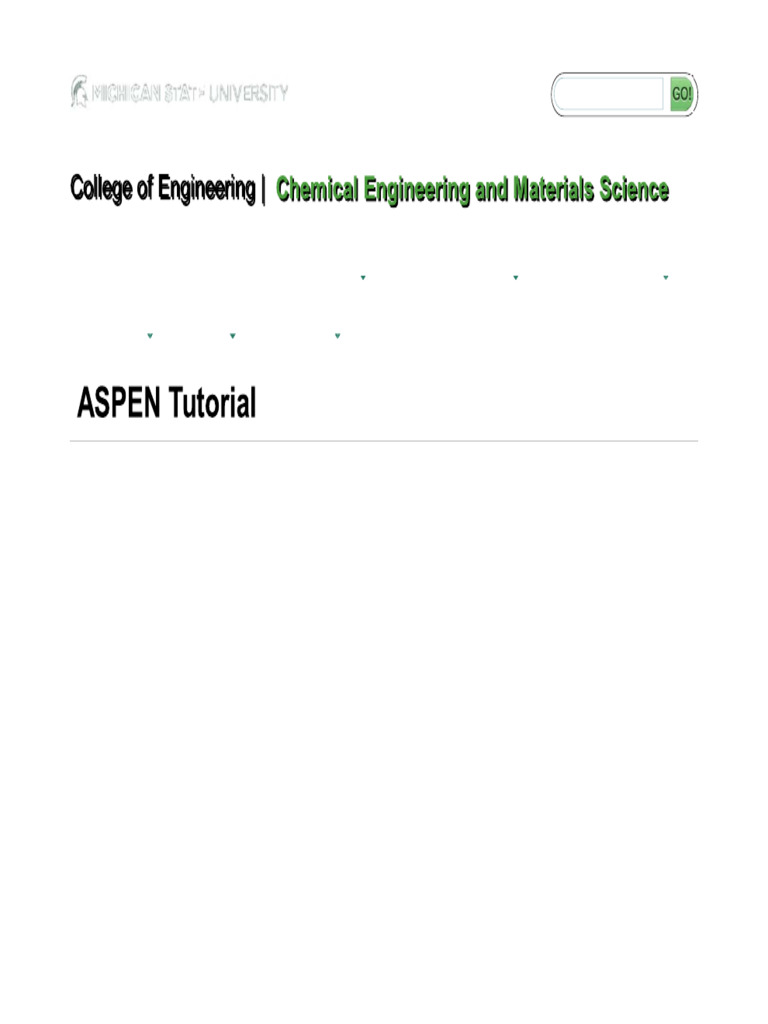 ASPEN Tutorial - Chemical Engineering and Materials Science | PDF ...