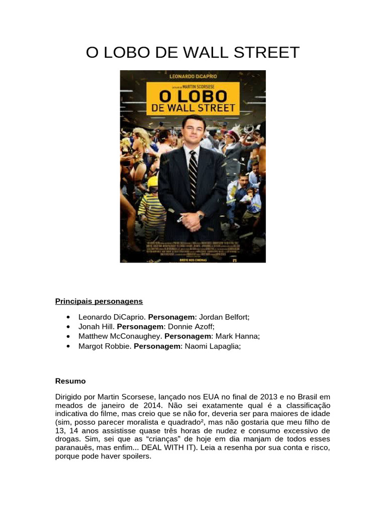 O Lobo de Wall Street | PDF