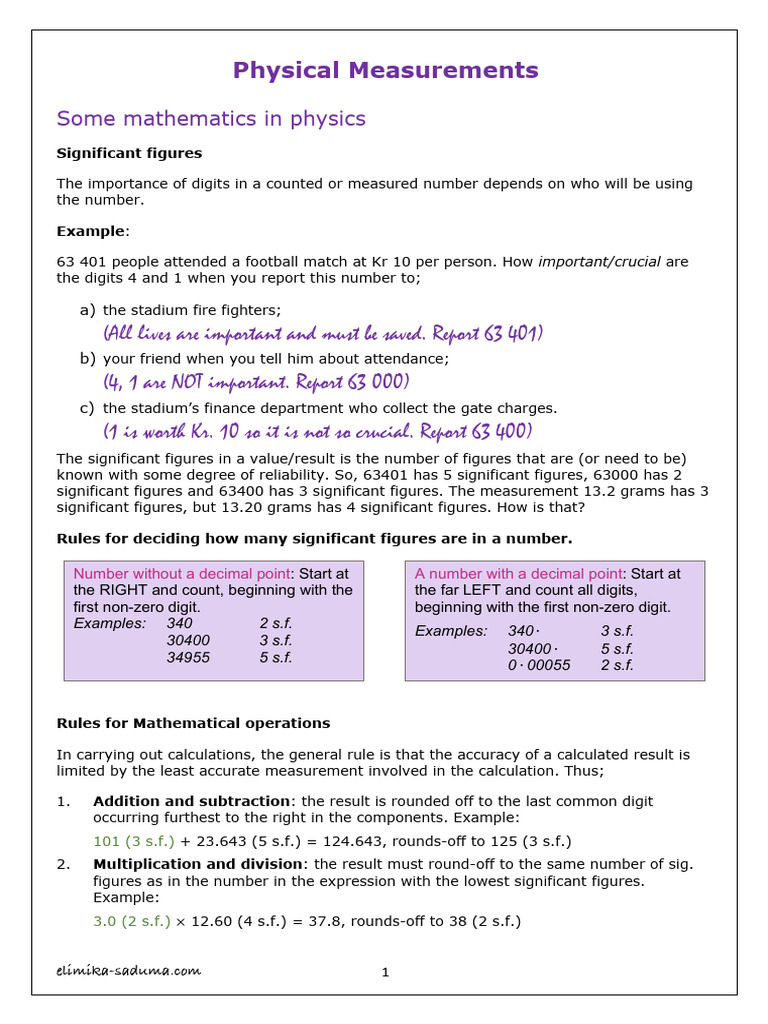 Measurement Notes | PDF | Significant Figures | Numbers