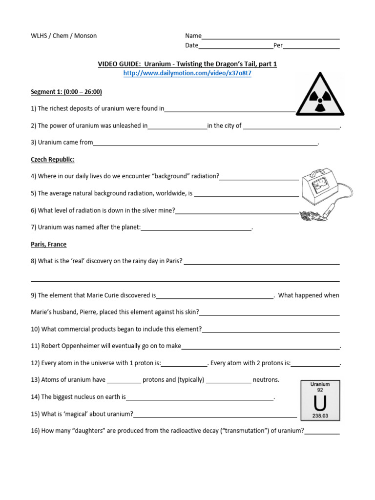 Twistingthe Dragonstailquestions | PDF | Radioactive Decay | Uranium