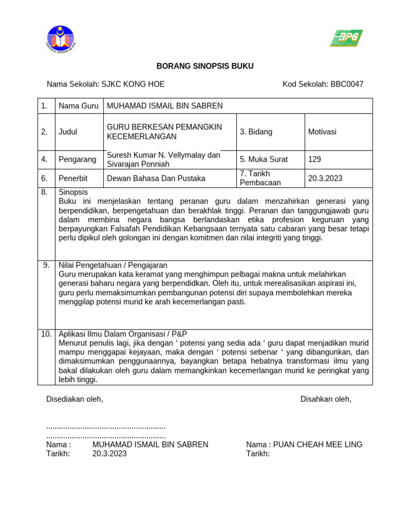 Sinopsis Buku 1 2023 KJJ | PDF