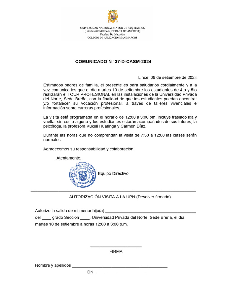 Comunicado 35 - Tour Upn | PDF