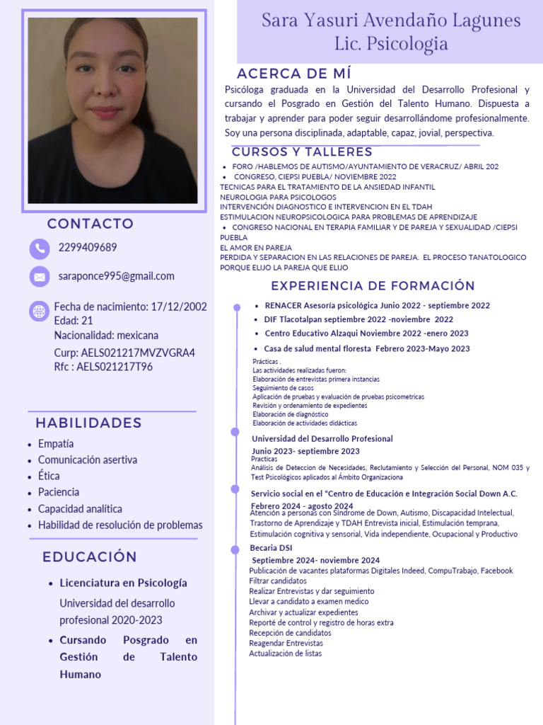 Curriculum Profesional Sencillo Sin Foto Gris y Morado - 20241112 ...