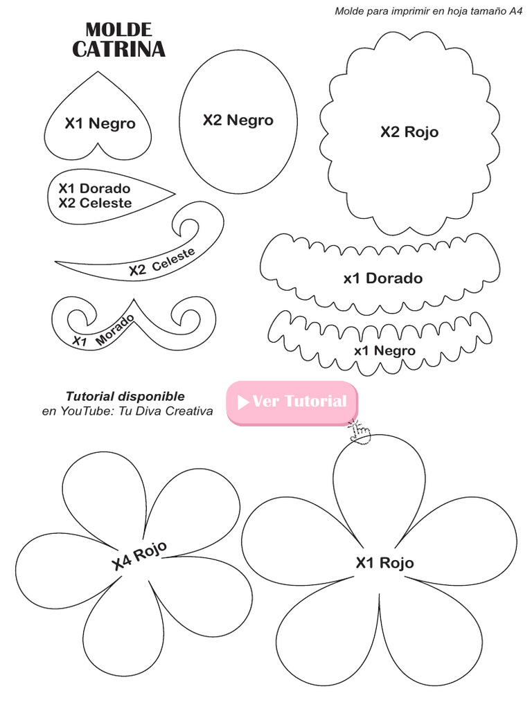Moldes de Catrina para Imprimir A4 | PDF