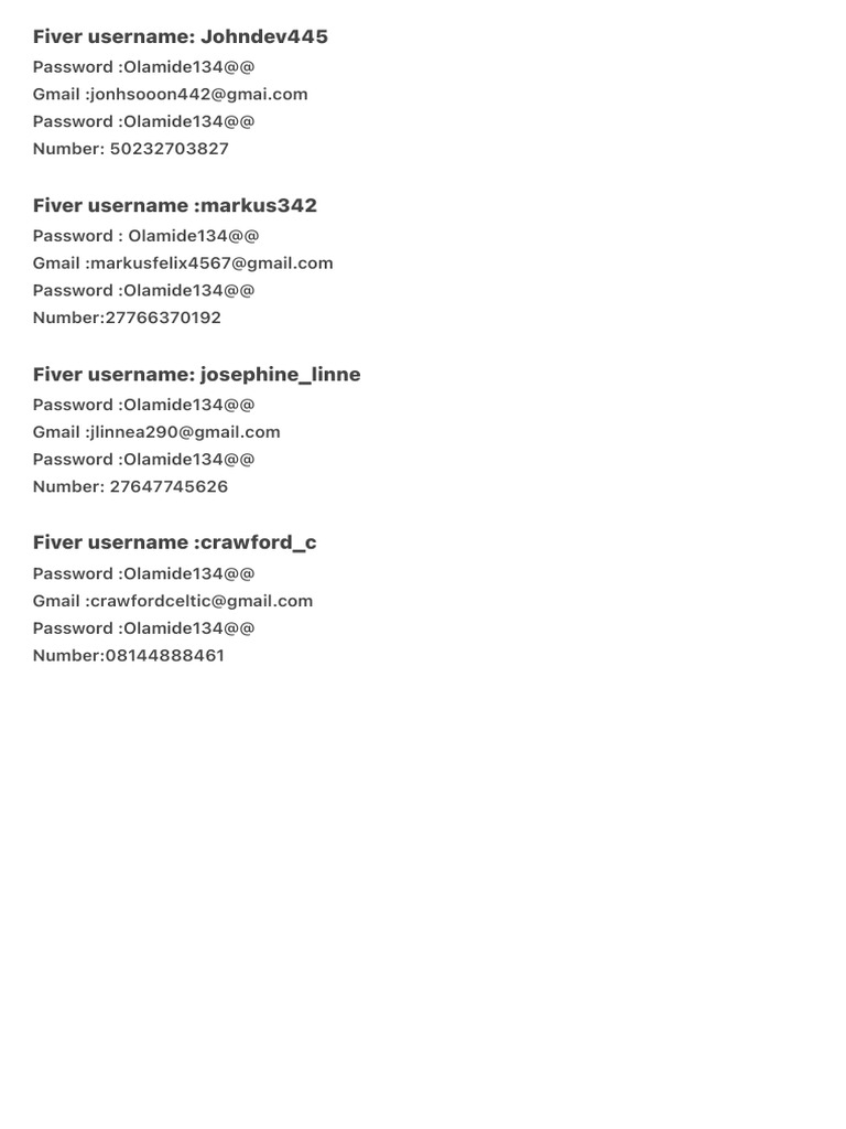 Fiver Username Johndev445 | PDF