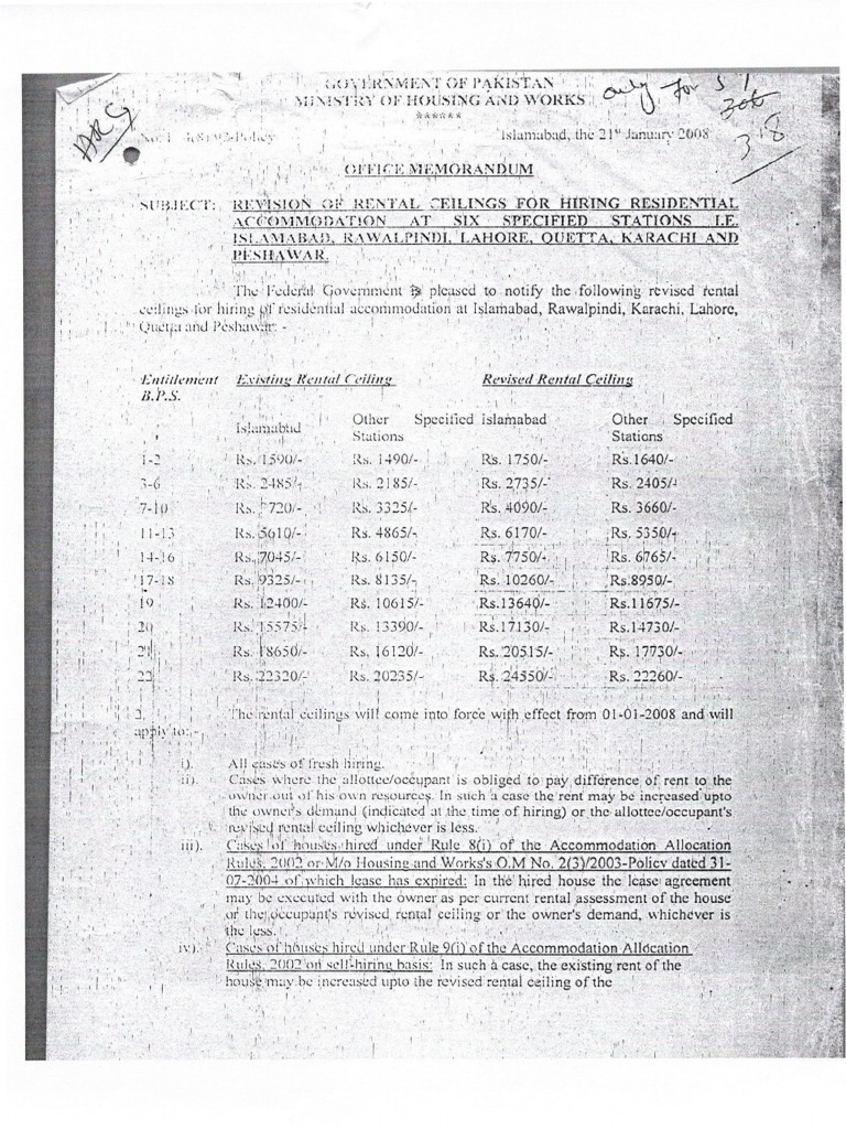 Revised Rental Ceilings Notice | PDF