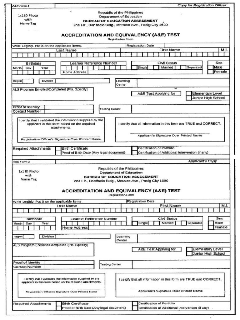 A &e Form 1 | PDF