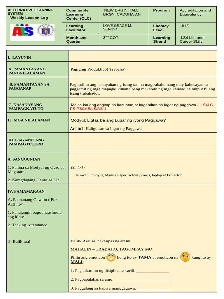 Blank Weekly Learning Log | PDF