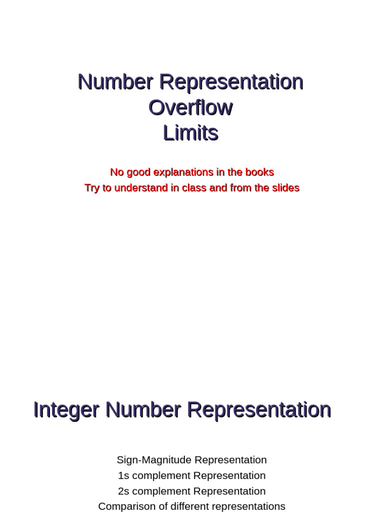 Number Representation and Overflow Issues | PDF | Integer (Computer ...