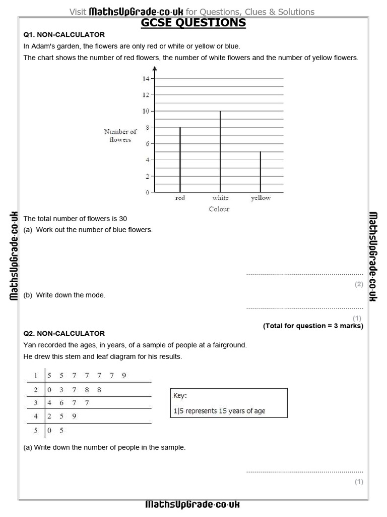 Averages and Range Questions Mathsupgrade Co Uk | PDF