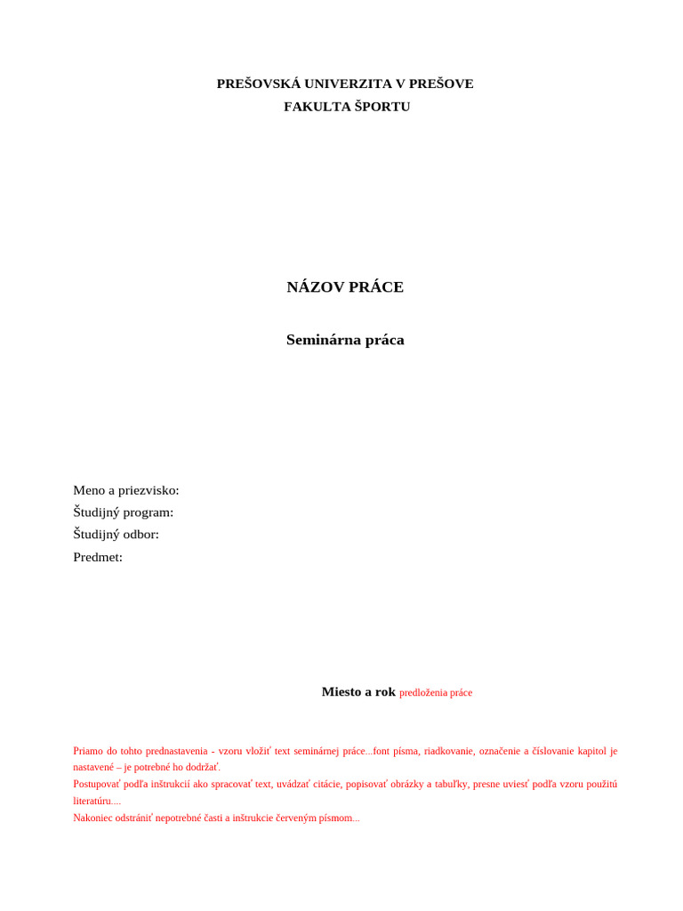 Seminárna Práca Vzor+smernica | PDF