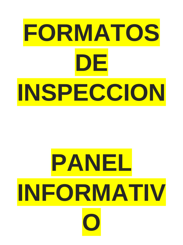Formatos de Inspeccion | PDF