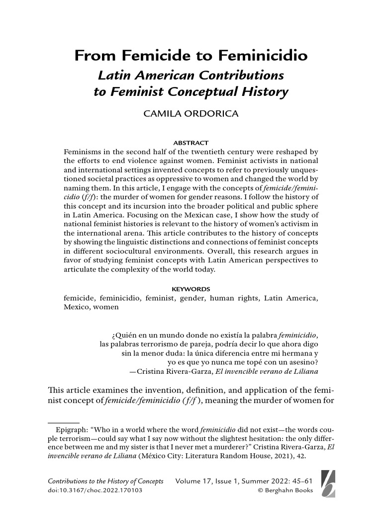 ORDORICA, C. (2022) - From Femicide To Feminicidio. | PDF | Gender Studies | Feminism