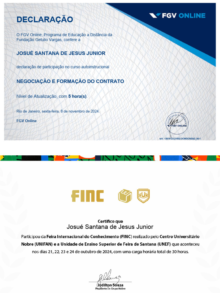 Certificados de Cursos e Eventos | PDF
