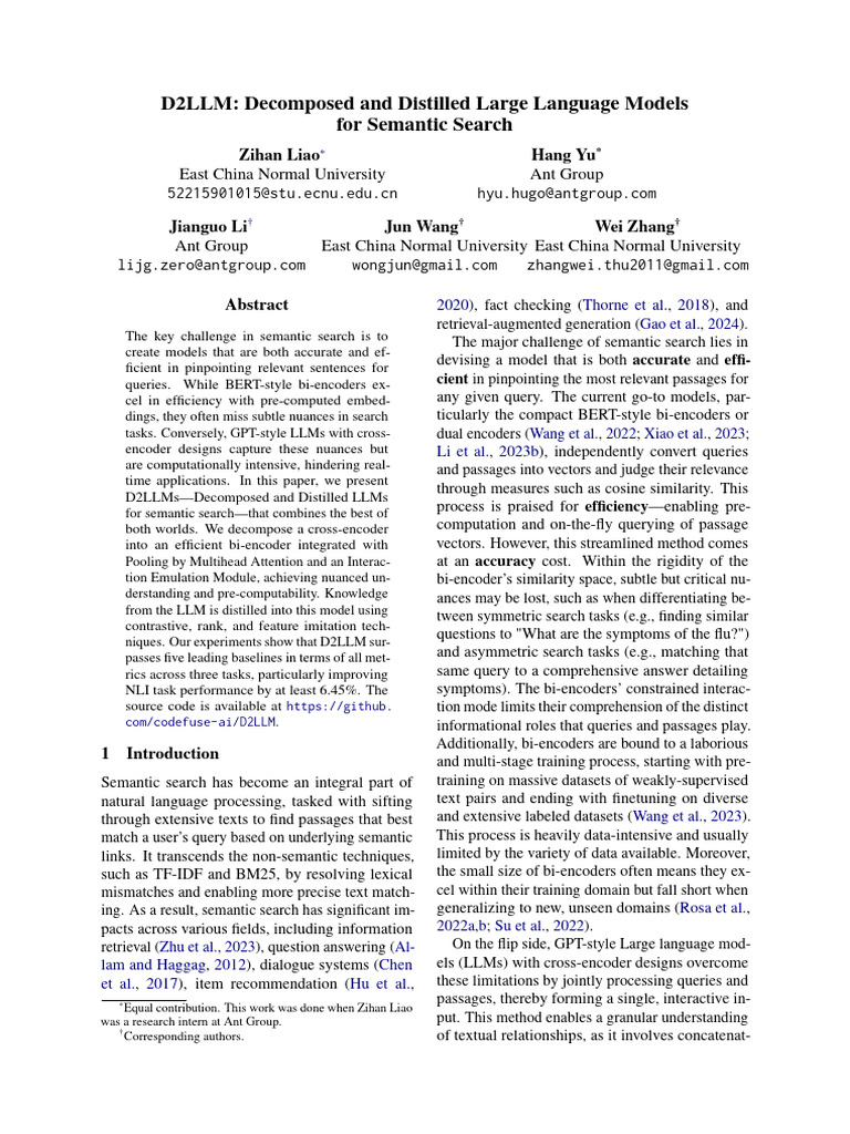 D2LLM Decomposed and Distilled LLMs For Semantic Search 1719397862 | PDF | Cognitive Science