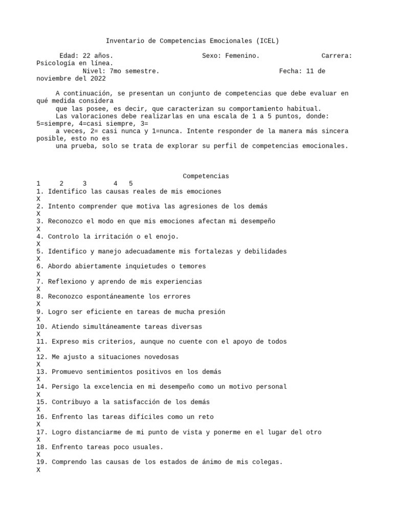 Milenka Sabrina Vinces Cusme ICEL | PDF | Las emociones | Sicología