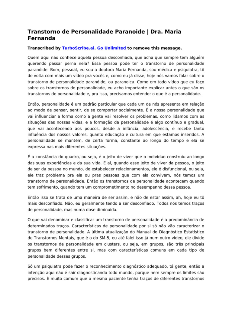 Entendendo o Transtorno Paranoide | PDF | Ilusão | Distúrbio mental