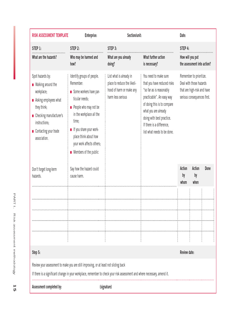 ILO RiskAssessment Template Wcms 215344 | PDF | Risk | Risk Assessment