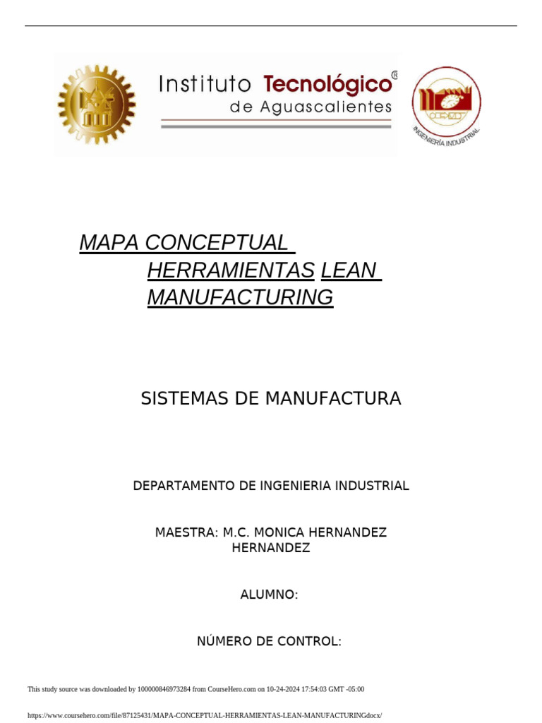 Mapa Conceptual Herramientas Lean Manufacturing | PDF