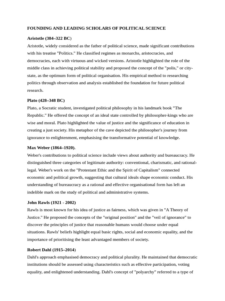 Key Scholars in Political Science History | PDF | Justice | Crime ...