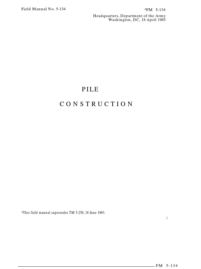 USACE Field Manual For Pile Construction | Download Free PDF | Deep ...