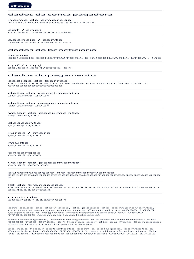 Comprovante Boleto Itau 19 46 2024 14 46 40 | PDF