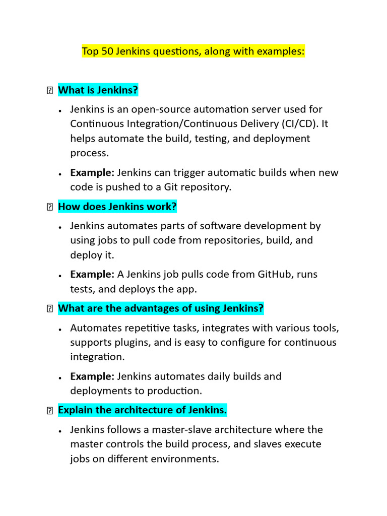 Jenkins Questions | PDF | Software Repository | System Software