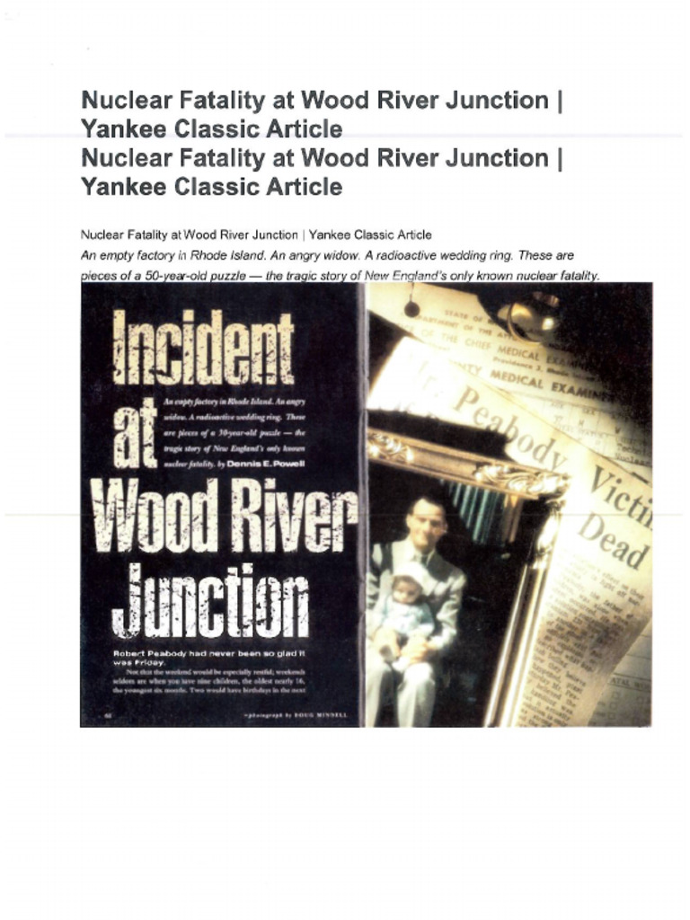 Nuclear Fatality at Wood River Junction Yankee Classic Article Nuclear ...