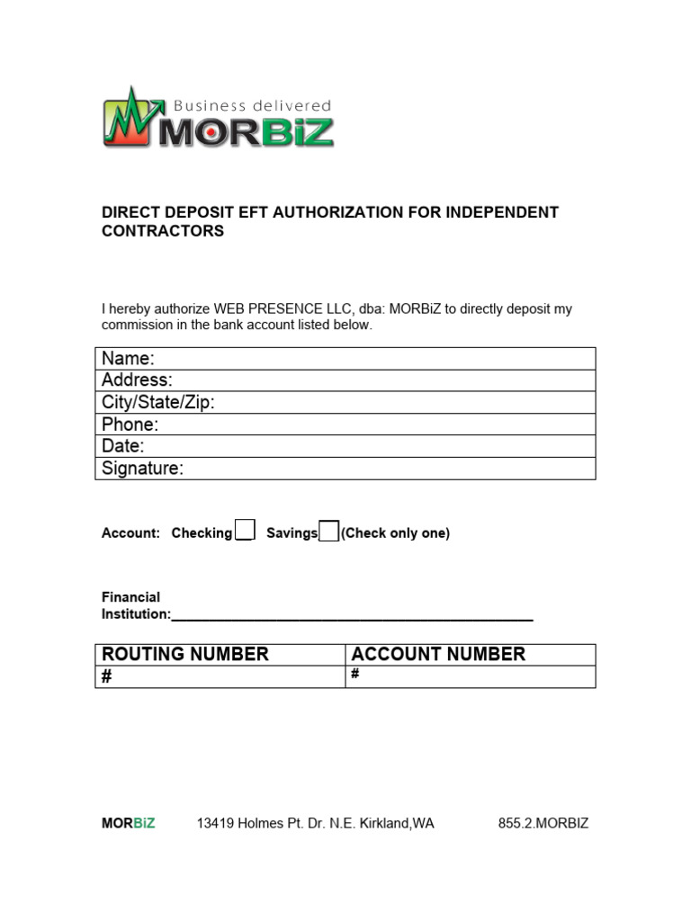Direct Deposit Authorization Form | PDF