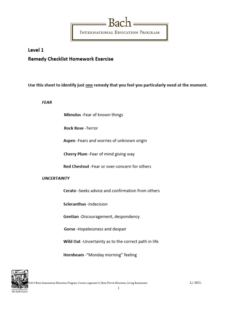HO1 Remedy Checklist | PDF