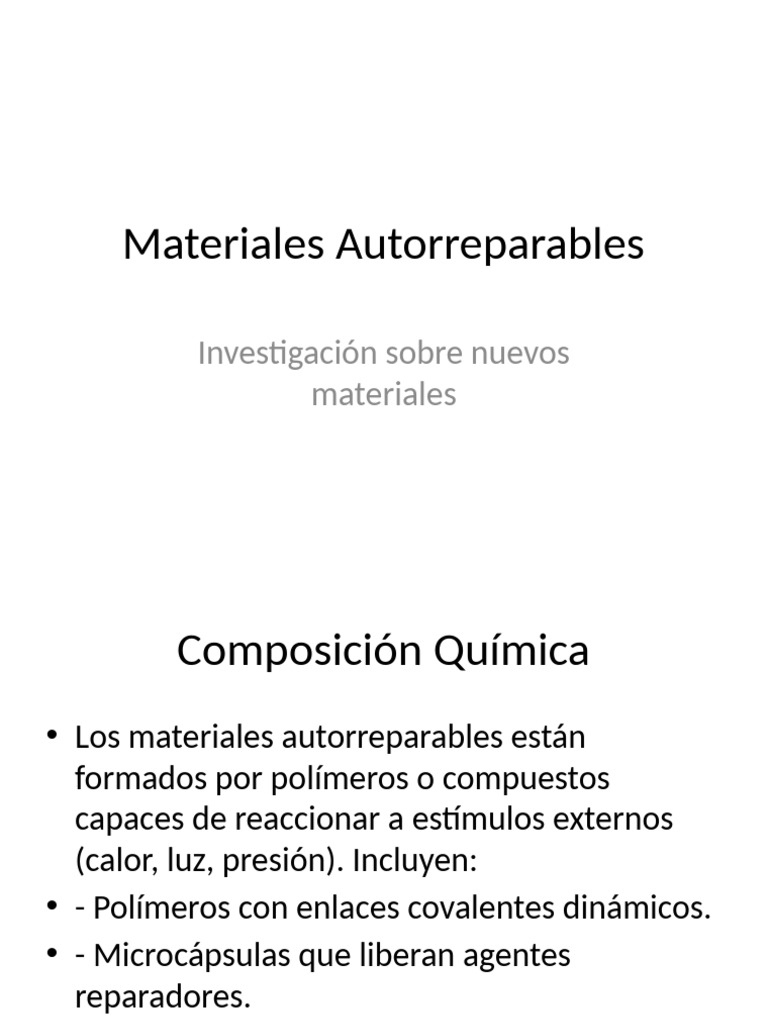Materiales Autorreparables: Ejemplos y Aplicaciones | PDF