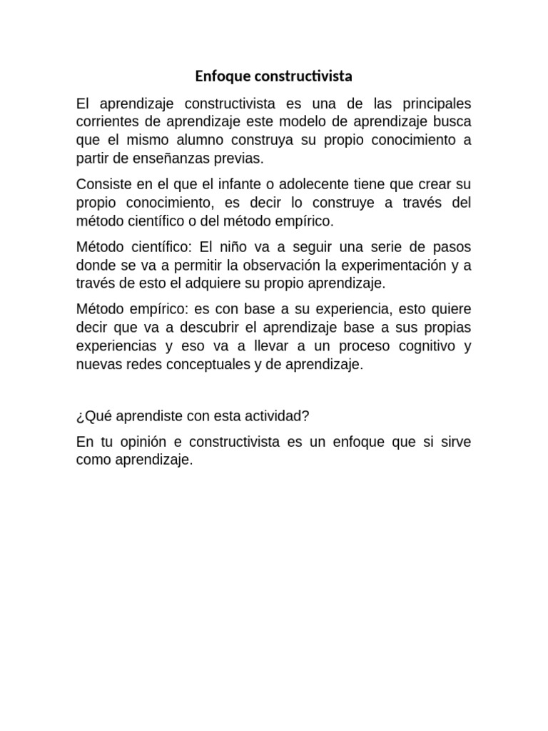 Enfoque Constructivista en Educación | PDF