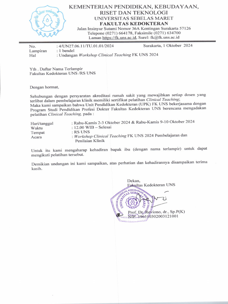 Undangan WS CL FK UNS 2024 - Fix | PDF