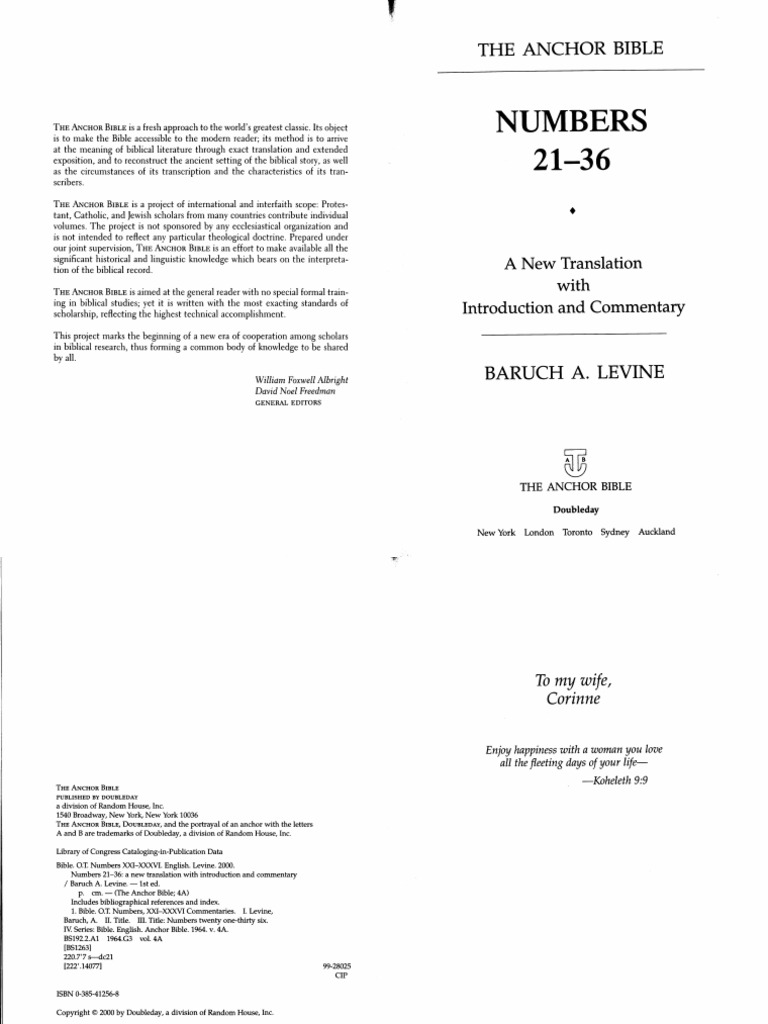 (Anchor Bible) Baruch A. Levine - Numbers 21-36 (Anchor Bible) - Anchor ... (Anchor Bible) Baruch A. Levine - Numbers 21-36 (Anchor Bible) - Anchor ...