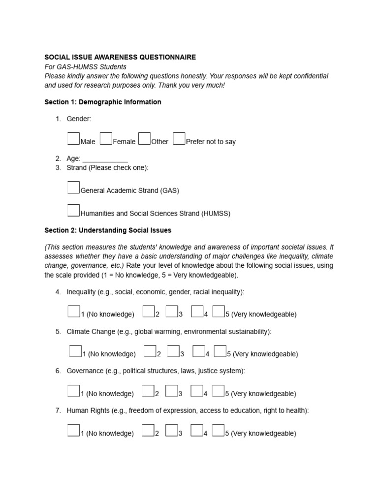 Questionnaire (Research Instrument) | PDF | Critical Thinking | Governance