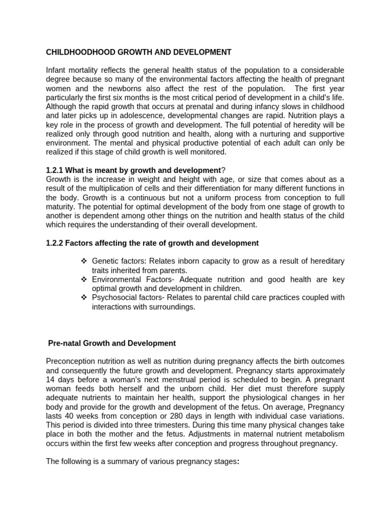 Childhoodhood Growth and Development | PDF | Pregnancy | Fetus