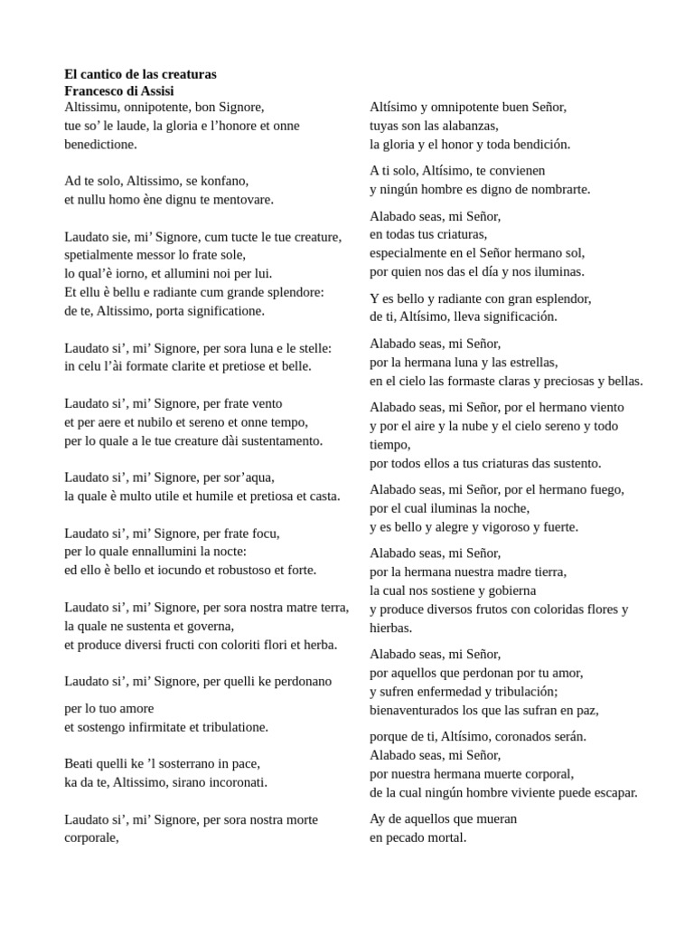 Cantico Delle Creature | PDF
