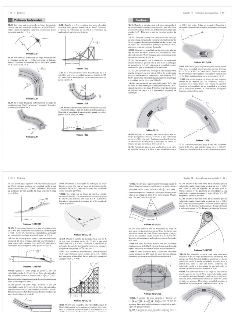 CAP12 - Movimento Curvilineo - NormalTangencial - Exercicios | PDF