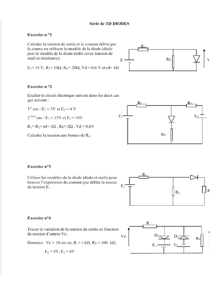 Serie de TD Diode Corrigé | PDF
