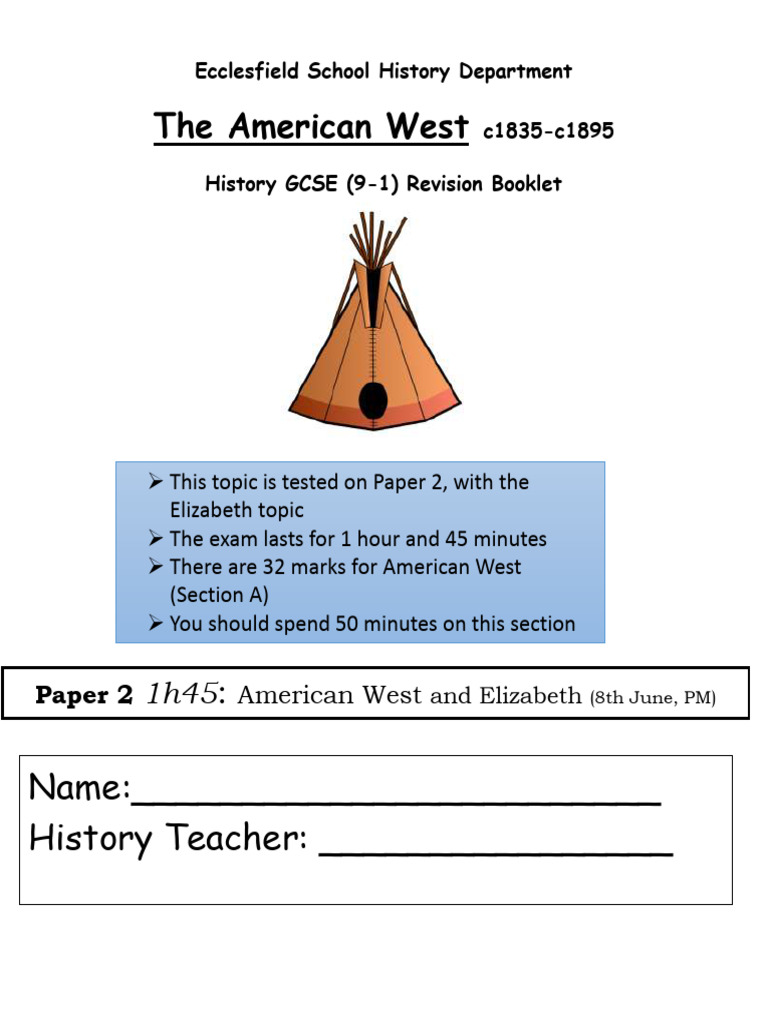 American West Revision Booklet | PDF | Sioux | Indian Reservation