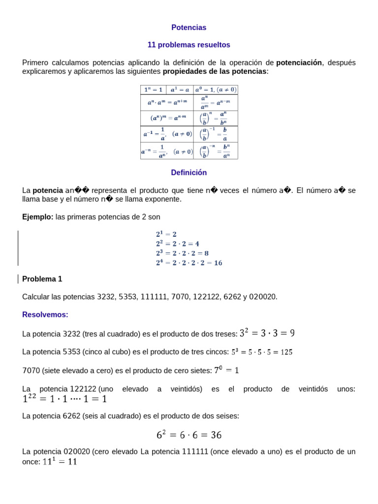 Potencias | PDF | Exponenciación | Multiplicación
