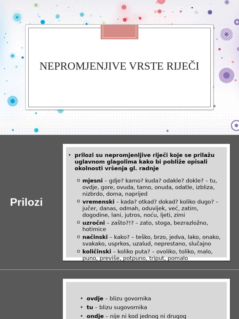 Nepromjenjive Vrste Riječi | PDF