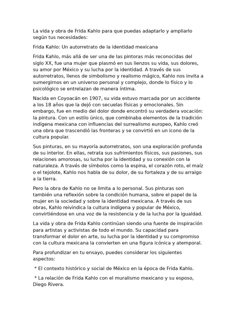Vida y Obra de Frida Kahlo | PDF | México | Las artes