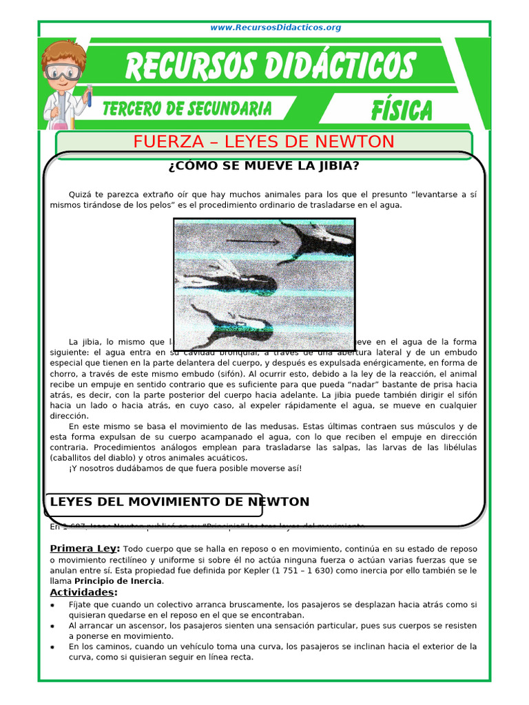 Leyes de Newton para Tercer Grado de Secundaria | PDF | Fuerza | Las ...