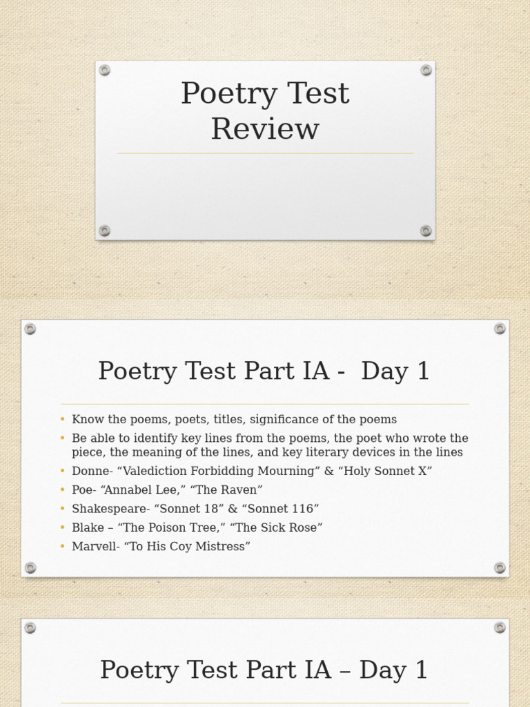 NEW Poetry Test Review Nov Edition 2023 | PDF